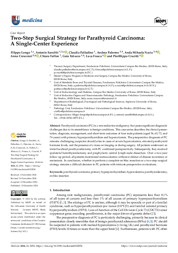 (PDF) Two-Step Surgical Strategy for Parathyroid Carcinoma: A Single ...