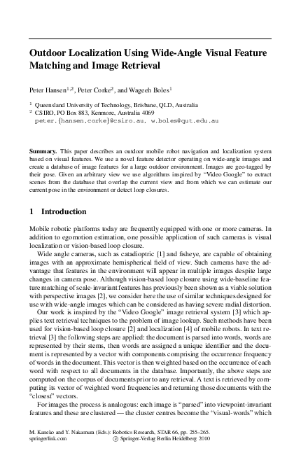 (PDF) Outdoor localization using wide-angle visual feature matching and image retrieval