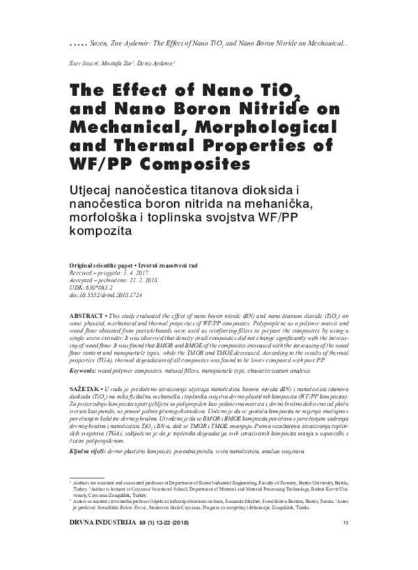 (PDF) The Effect of Nano TiO2 and Nano Boron Nitride on Mechanical ...