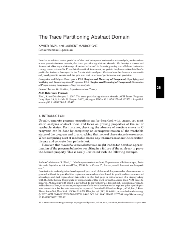 (PDF) The trace partitioning abstract domain