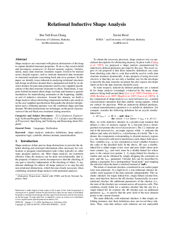 (PDF) Relational inductive shape analysis