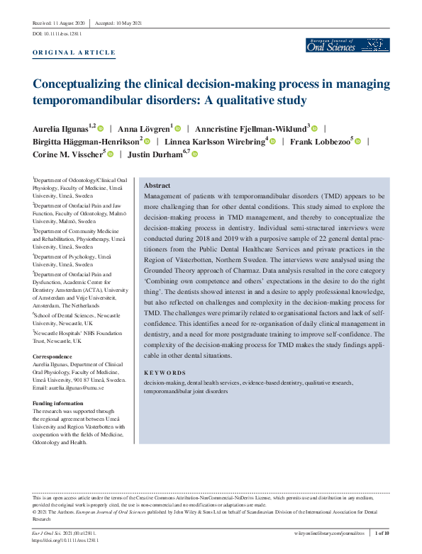 (PDF) Conceptualizing the clinical decision-making process in managing ...
