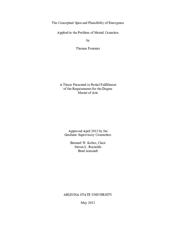 (PDF) The Conceptual Span and Plausability of Emargence Applied to the ...