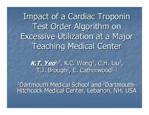 (PDF) Impact of a Cardiac Troponin Test Order Algorithm on Excessive ...