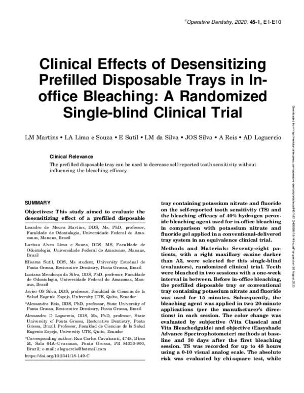 (PDF) Clinical Effects of Desensitizing Prefilled Disposable Trays in ...