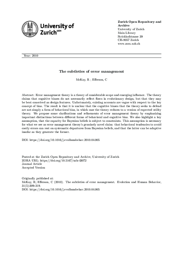 (PDF) The subtleties of error management