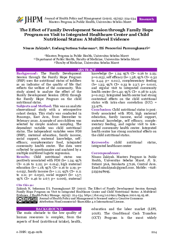 (PDF) The Effect of Family Development Session through Family Hope ...