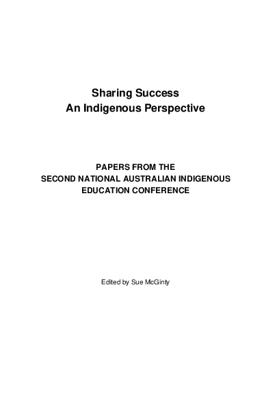 (PDF) Sharing success: an Indigenous perspective: papers from the ...