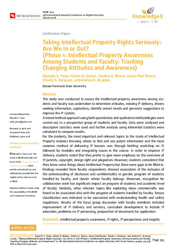 (PDF) Taking Intellectual Property Rights Seriously: Are We In or Out? (Phase 1: Intellectual ...