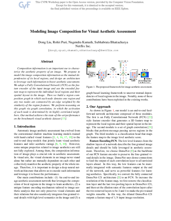 (PDF) Modeling Image Composition for Visual Aesthetic Assessment