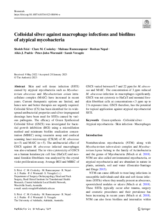 (PDF) Colloidal silver against macrophage infections and biofilms of ...