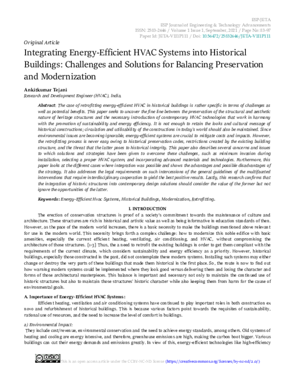 (PDF) Integrating Energy-Efficient HVAC Systems into Historical ...