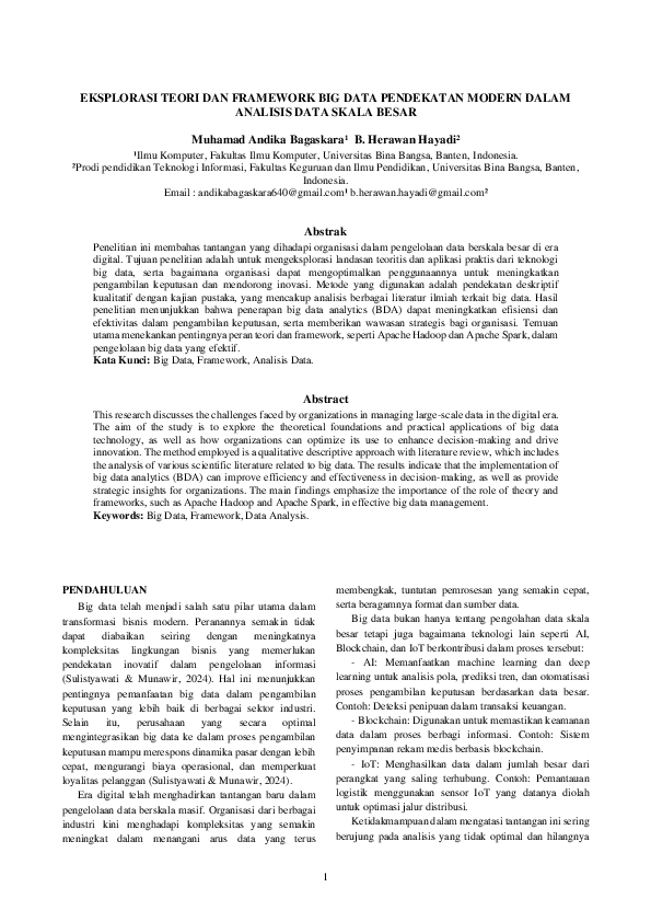 (PDF) EKSPLORASI TEORI DAN FRAMEWORK BIG DATA PENDEKATAN MODERN DALAM ...