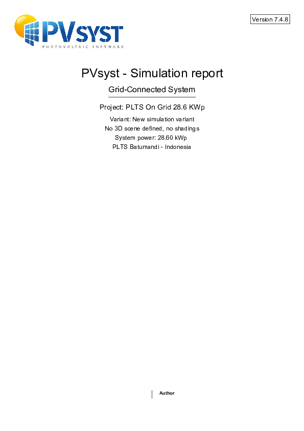(PDF) Simulasi PLTS Desa Batumandi Menggunakan PVSyst