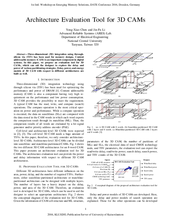 (PDF) Architecture Evaluation Tool for 3D CAMs