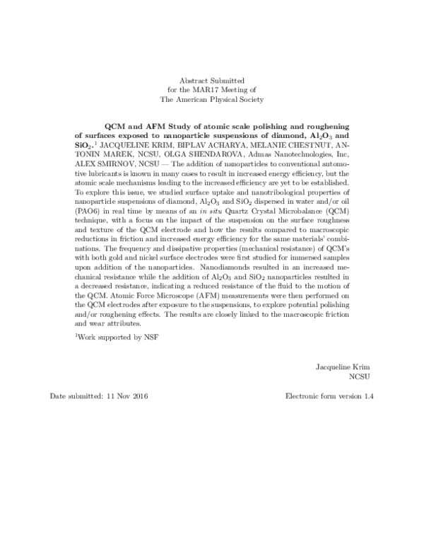 (PDF) QCM and AFM Study of atomic scale polishing and roughening of ...
