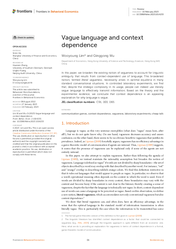 (PDF) Vague language and context dependence