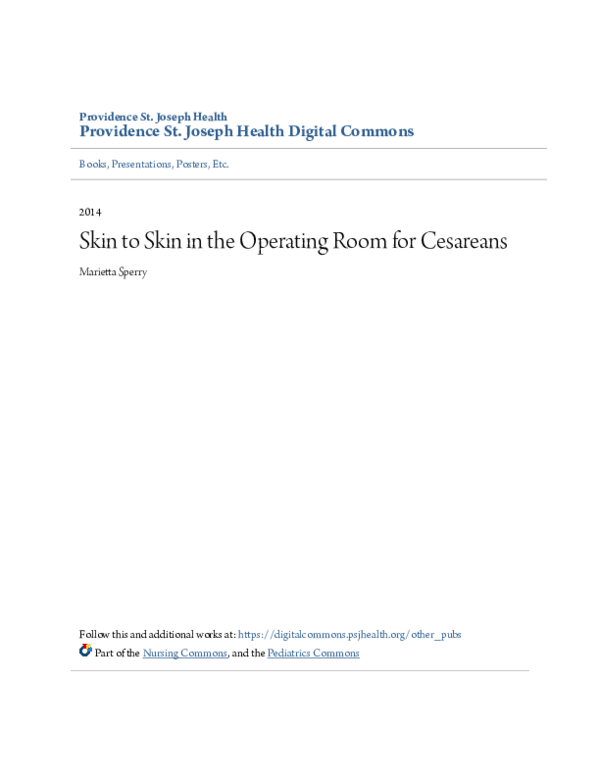 (PDF) Skin to Skin in the Operating Room for Cesareans