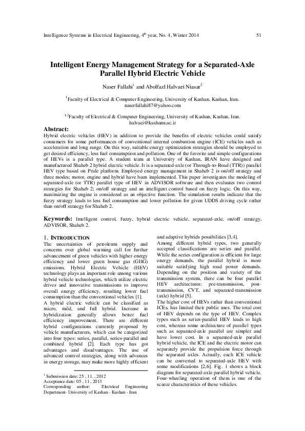 (PDF) Optimized energy management strategy for separated-axle parallel hybrid electric vehicle