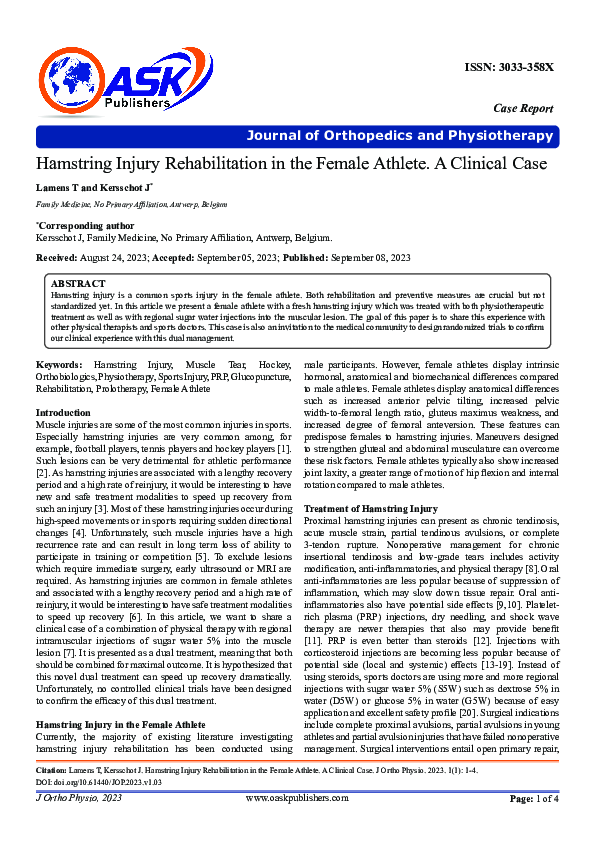 (PDF) Hamstring Injury Rehabilitation in the Female Athlete. A Clinical ...