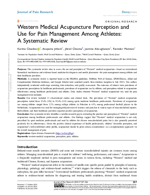 (PDF) Western Medical Acupuncture Perception and Use for Pain ...