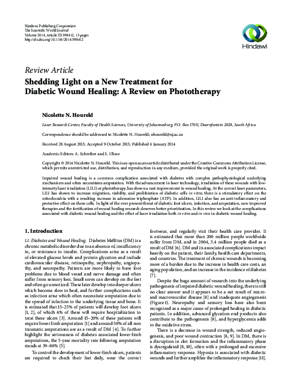 (PDF) Shedding light on a new treatment for diabetic wound healing: a review on phototherapy
