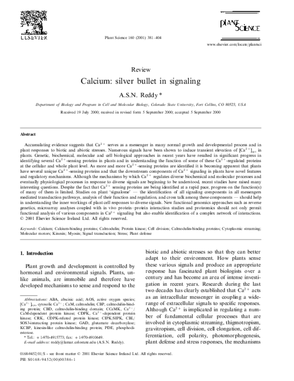 (PDF) Calcium: silver bullet in signaling