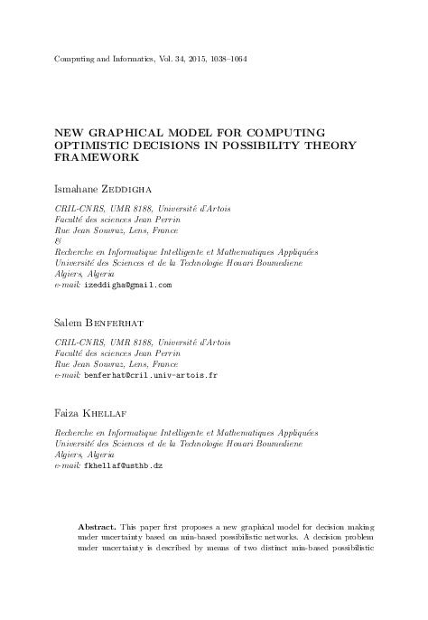 (PDF) New Graphical Model for Computing Optimistic Decisions in Possibility Theory Framework