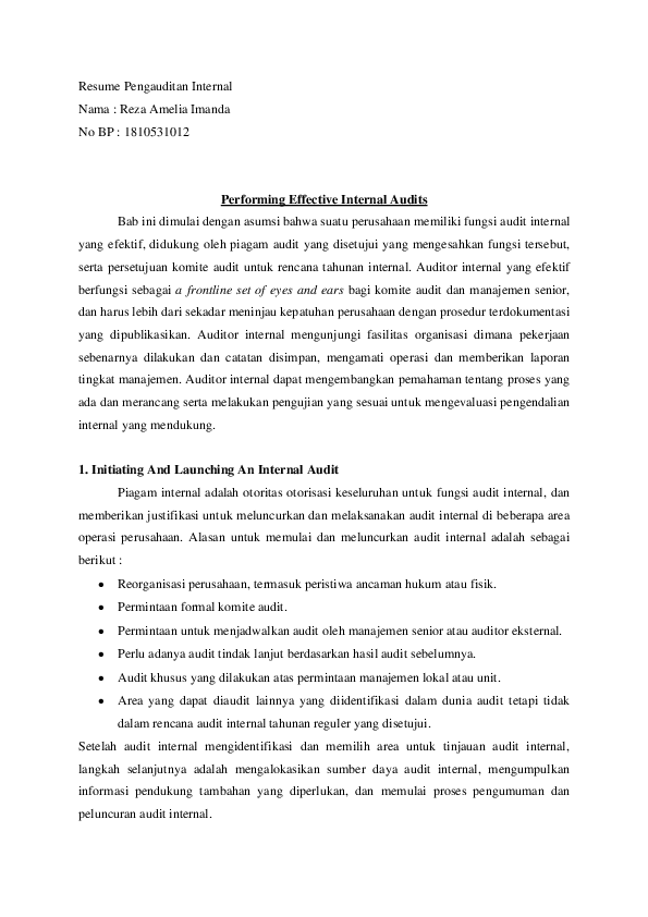 (PDF) Performing Effective Internal Audits