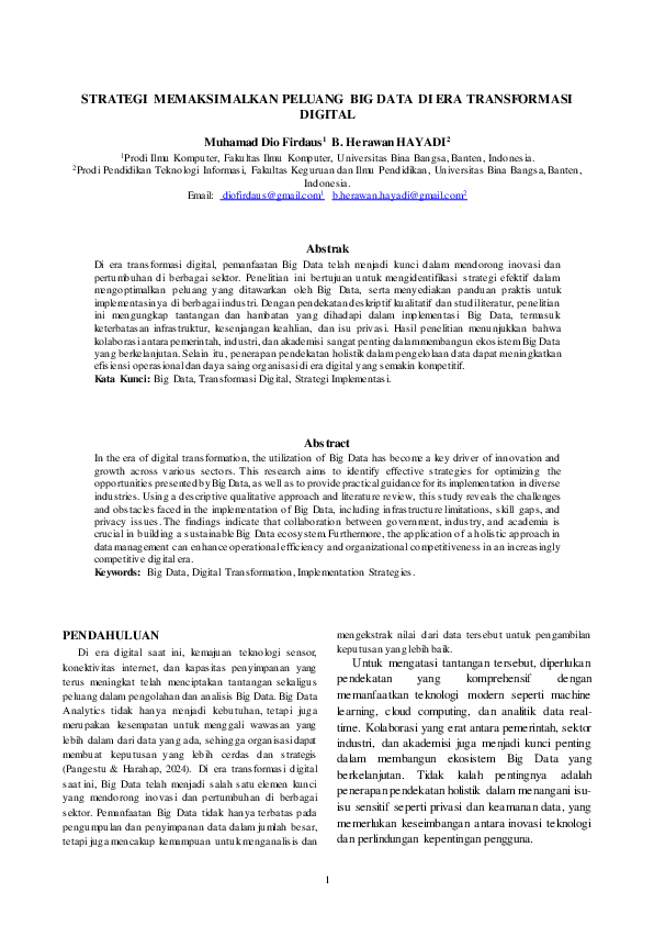 (PDF) STRATEGI MEMAKSIMALKAN PELUANG BIG DATA DI ERA TRANSFORMASI DIGITAL