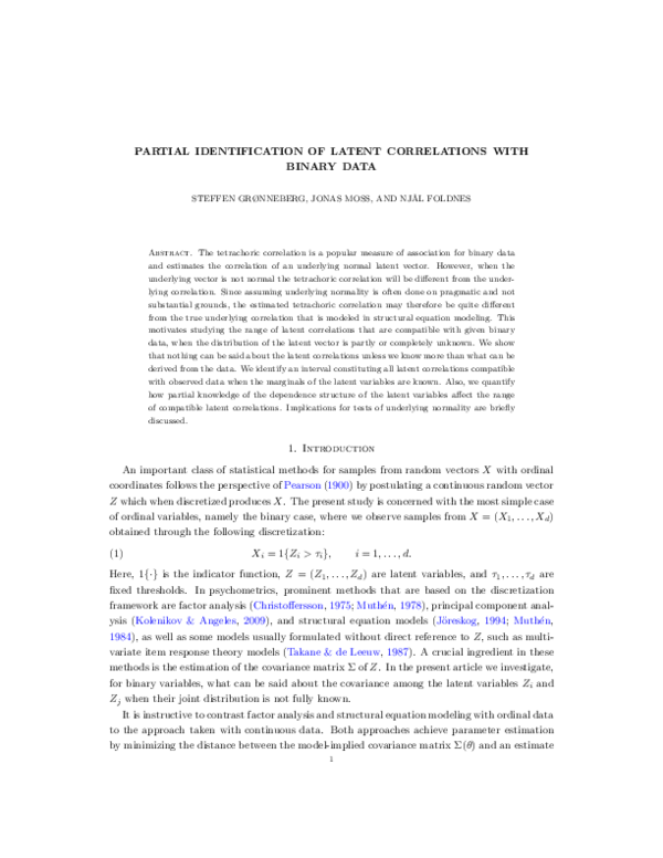 (PDF) Partial Identification of Latent Correlations with Binary Data