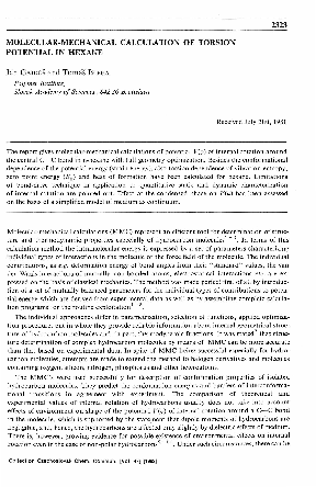 (PDF) Molecular-mechanical calculation of torsion potential in hexane