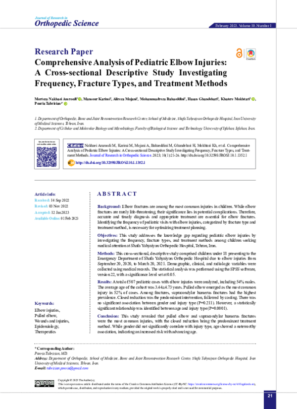 (PDF) Comprehensive Analysis of Pediatric Elbow Injuries: A Cross-sectional Descriptive Study ...