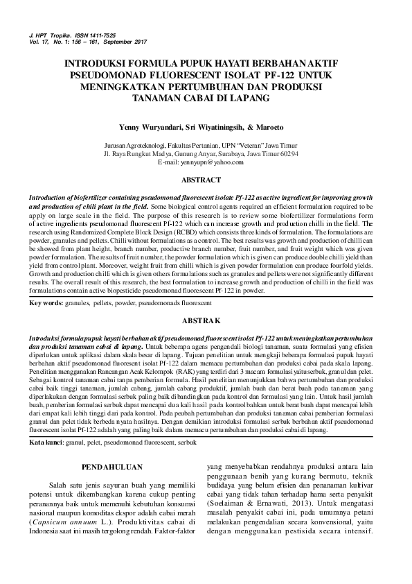 (PDF) Introduksi Formula Pupuk Hayati Berbahan Aktif Pseudomonad ...