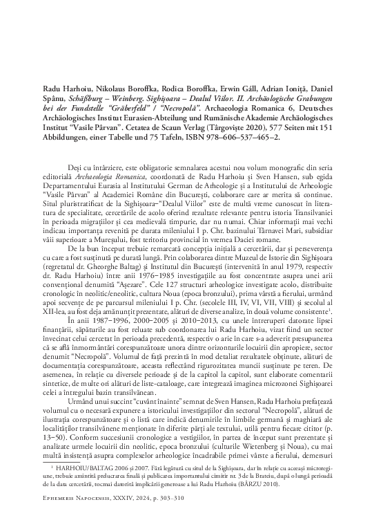 (PDF) Recenzie: Radu Harhoiu, Nikolaus Boroffka, Rodica Boroffka, Erwin ...
