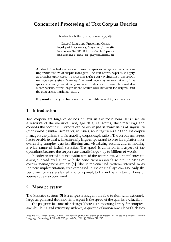 (PDF) Concurrent Processing of Text Corpus Queries