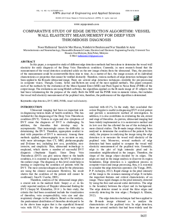 (PDF) Comparative study of edge detection algorithm: vessel wall ...
