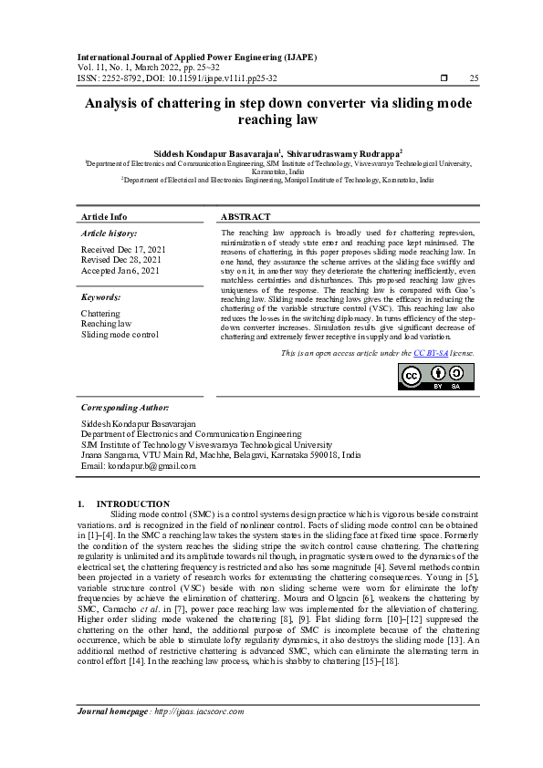 (PDF) Analysis of chattering in step down converter via sliding mode ...