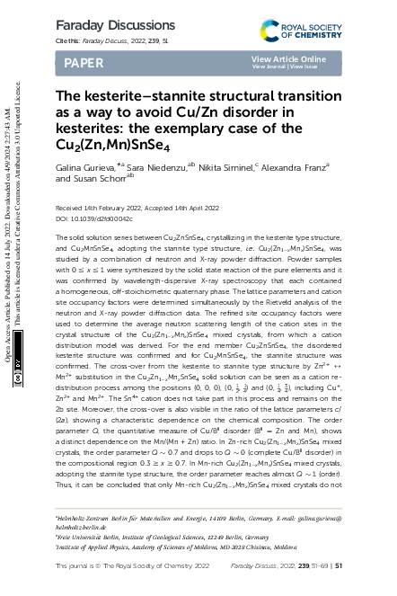 (PDF) The kesterite–stannite structural transition as a way to avoid Cu ...