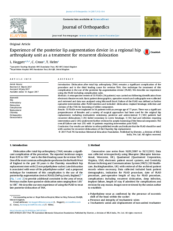 (PDF) Experience of the posterior lip augmentation device in a regional ...