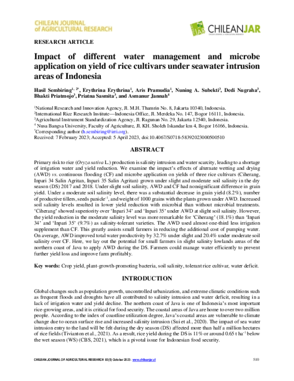(PDF) Impact of different water management and microbe application on ...