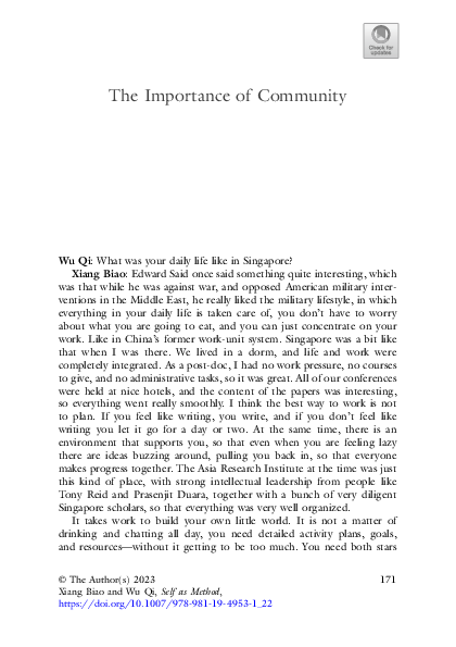 (PDF) The Importance of Community