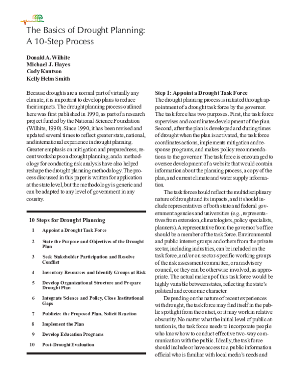 (PDF) The Basics of Drought Planning: A 10-Step Process