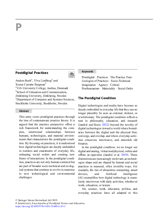 (PDF) BUCH et al 2025 Postdigital Practices