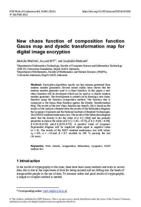(PDF) New chaos function of composition function Gauss map and dyadic transformation map for ...