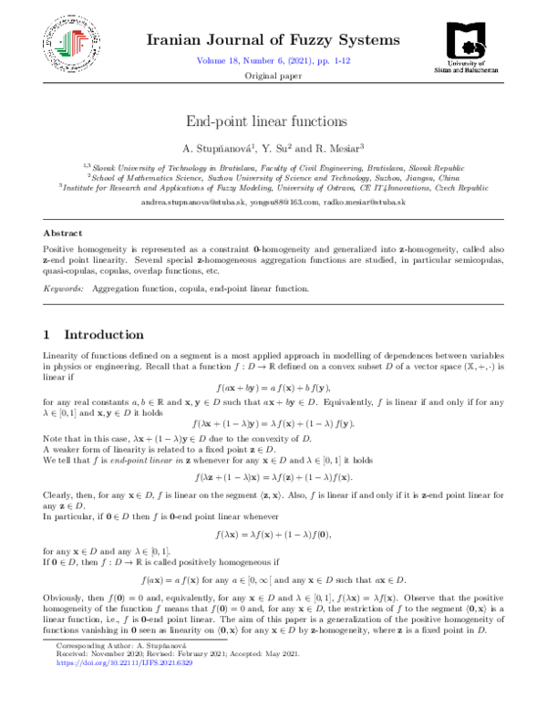 (PDF) End-point linear functions