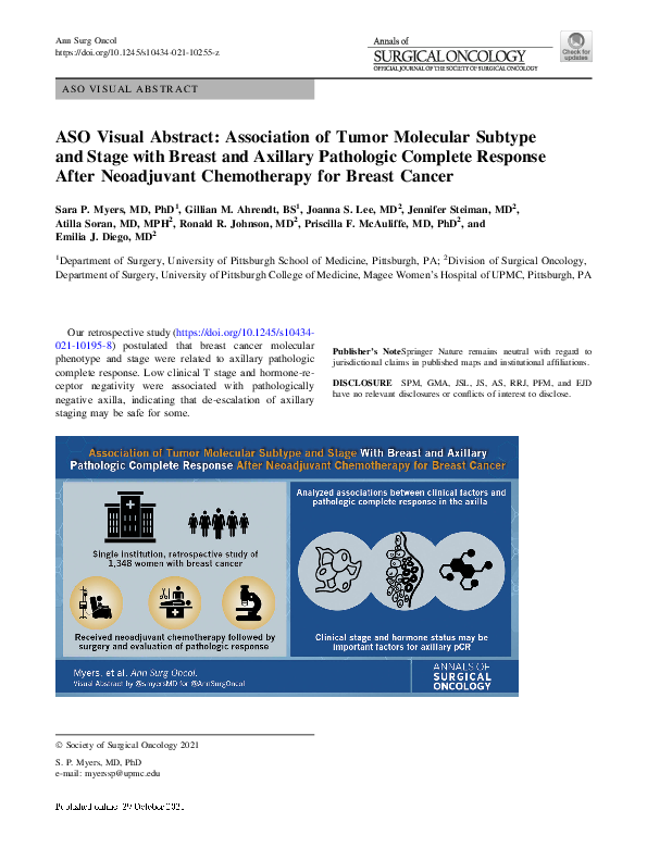 (PDF) ASO Visual Abstract: Association of Tumor Molecular Subtype and ...