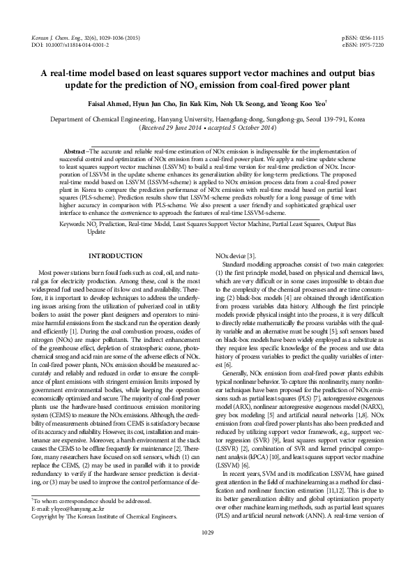 (PDF) A real-time model based on least squares support vector machines and output bias update ...
