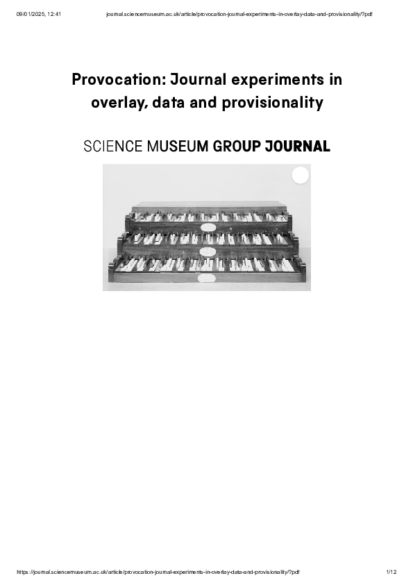 (PDF) Provocation: Journal experiments in overlay, data and provisionality