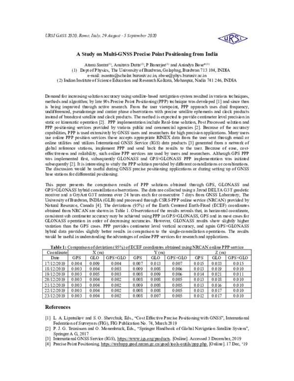 (PDF) A Study on Multi-GNSS Precise Point Positioning from India